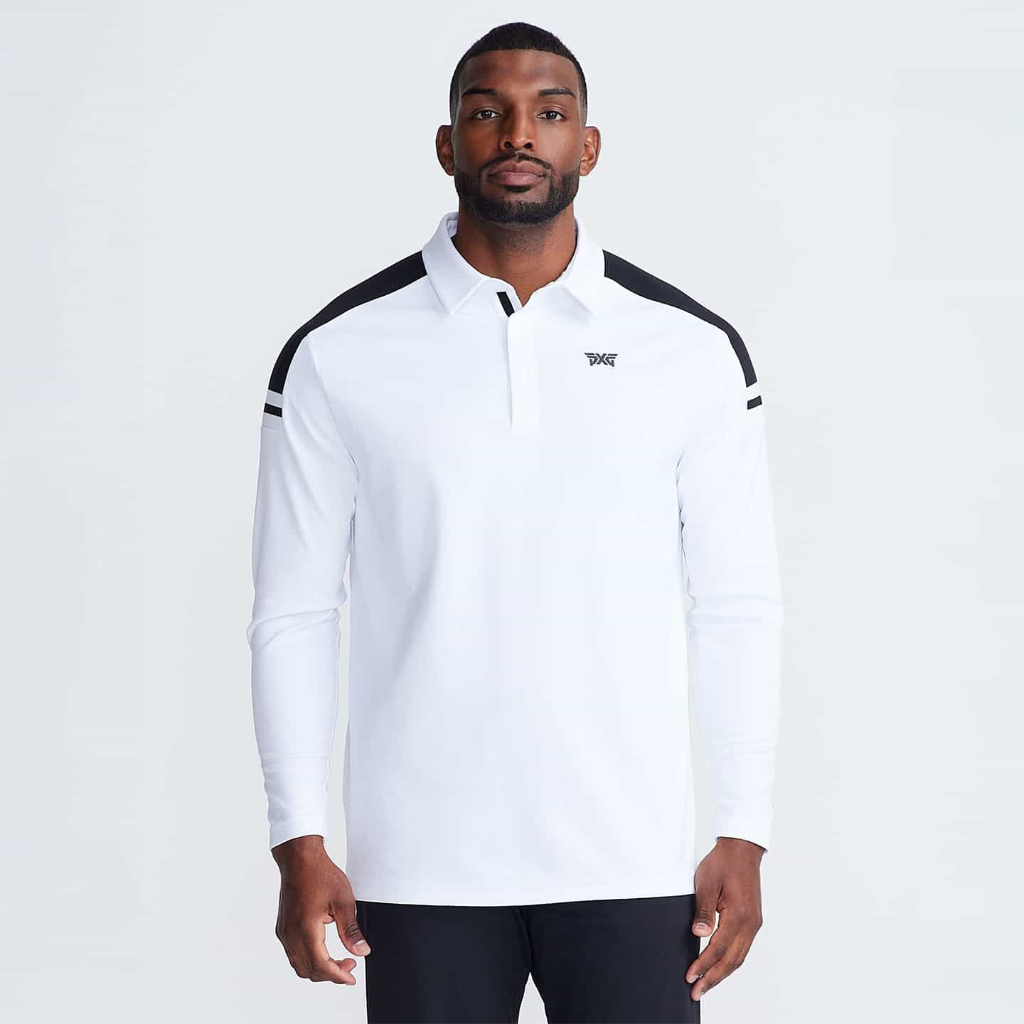 Men's Long Sleeve Knit Shoulder Panel Polo | PXG